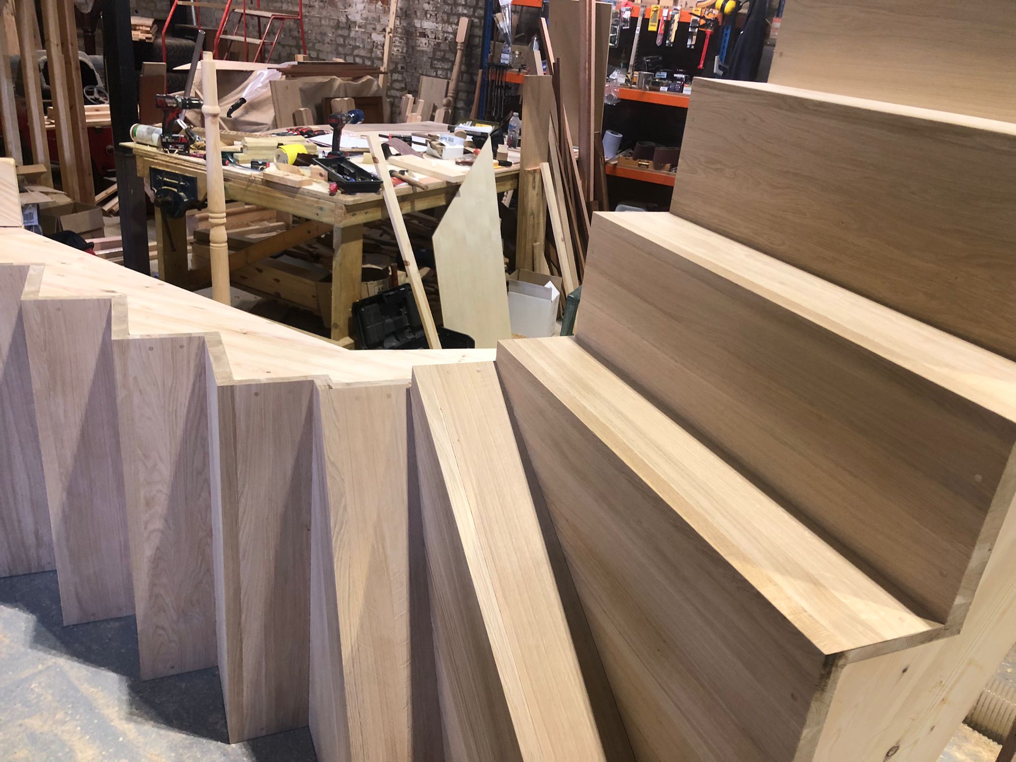 cut string oak staircase - London - DAB Stairs